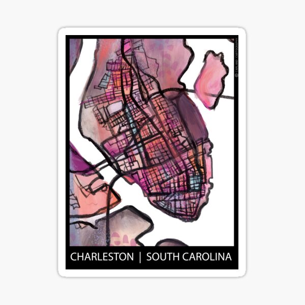"Charleston, SC" Sticker by abstractmaps | Redbubble