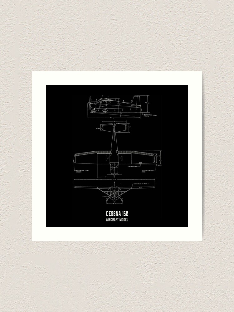 "Cessna 150 Aircraft Model Blueprint" Art Print by PodiShawna | Redbubble