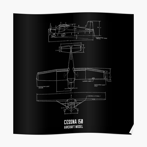 "Cessna 150 Aircraft Model Blueprint" Poster for Sale by PodiShawna ...