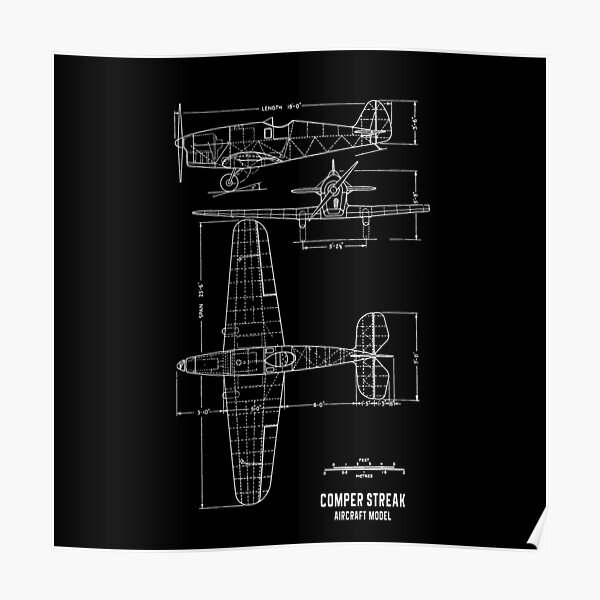 "Comper Streak Aircraft Model Blueprint" Poster for Sale by PodiShawna ...