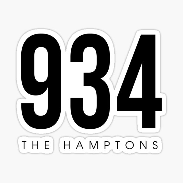"The Hamptons, NY - 934 Area Code" Sticker for Sale by CartoCreative ...