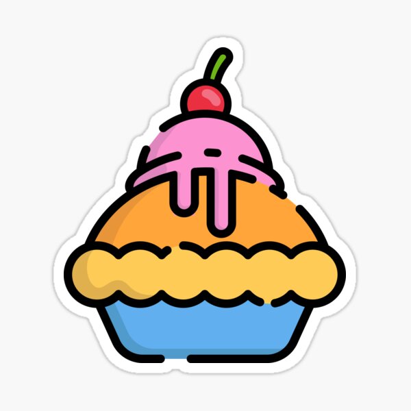 "Cute Full Pie with Strawberry Ice Cream and Cherry on top" Sticker by ...