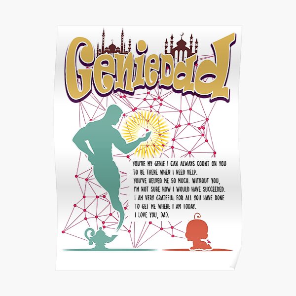 Póster «Genie Dad (W-Rectro),Eres mi genio. Siempre puedo contar ...
