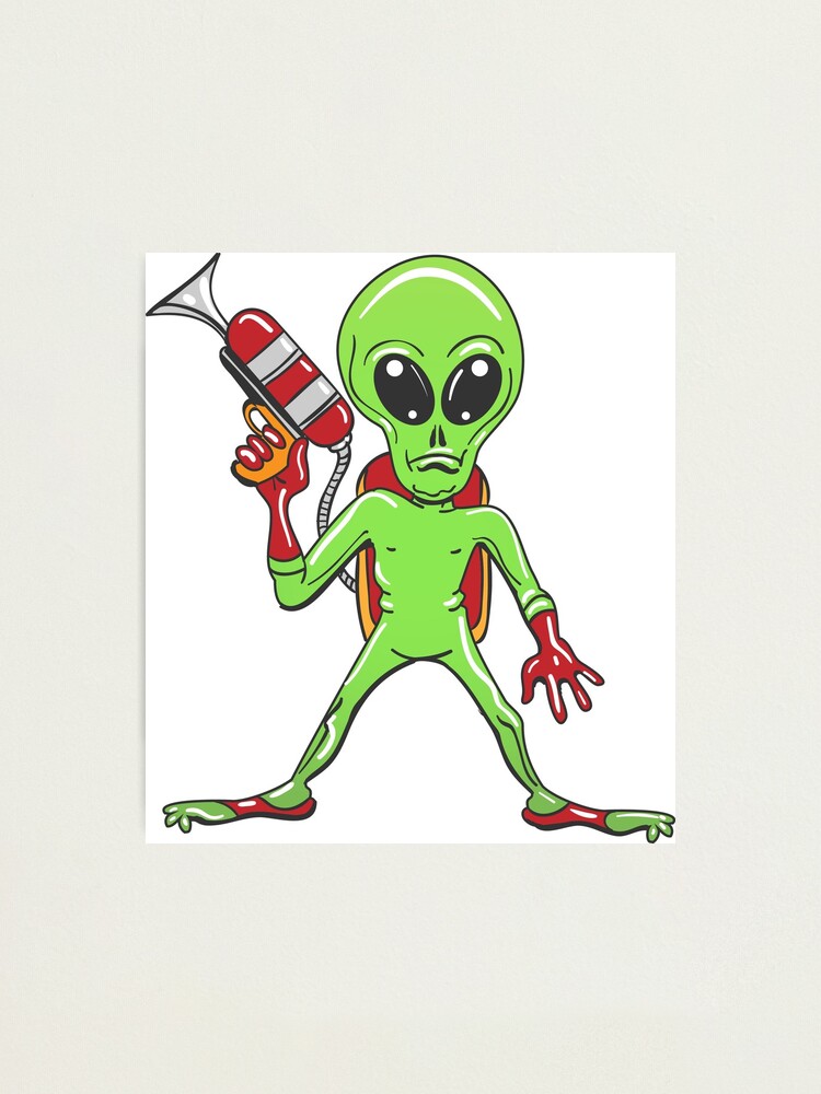 "Cartoon Alien with ray gun" Photographic Print for Sale by devaleta ...