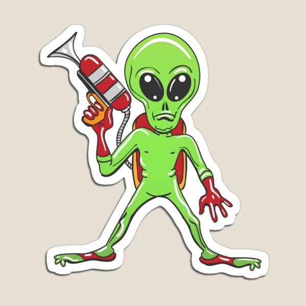 Cute Green Cartoon Alien Wearing Clothes Alien Magnet