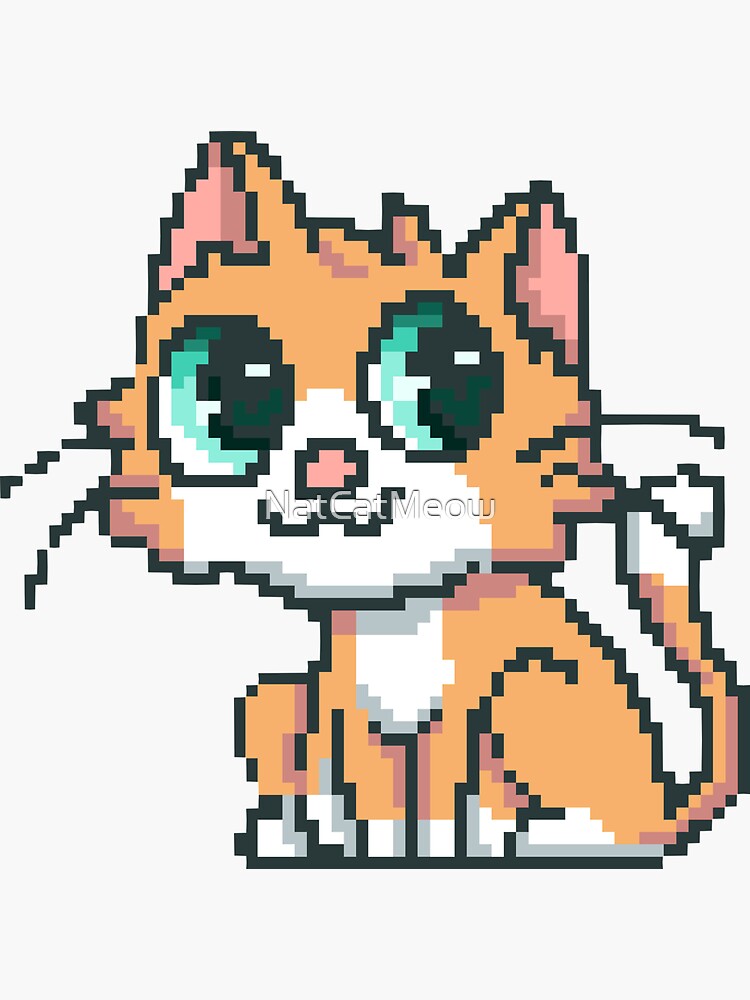 "16 bit Pixel Cat" Sticker for Sale by NatCatMeow | Redbubble