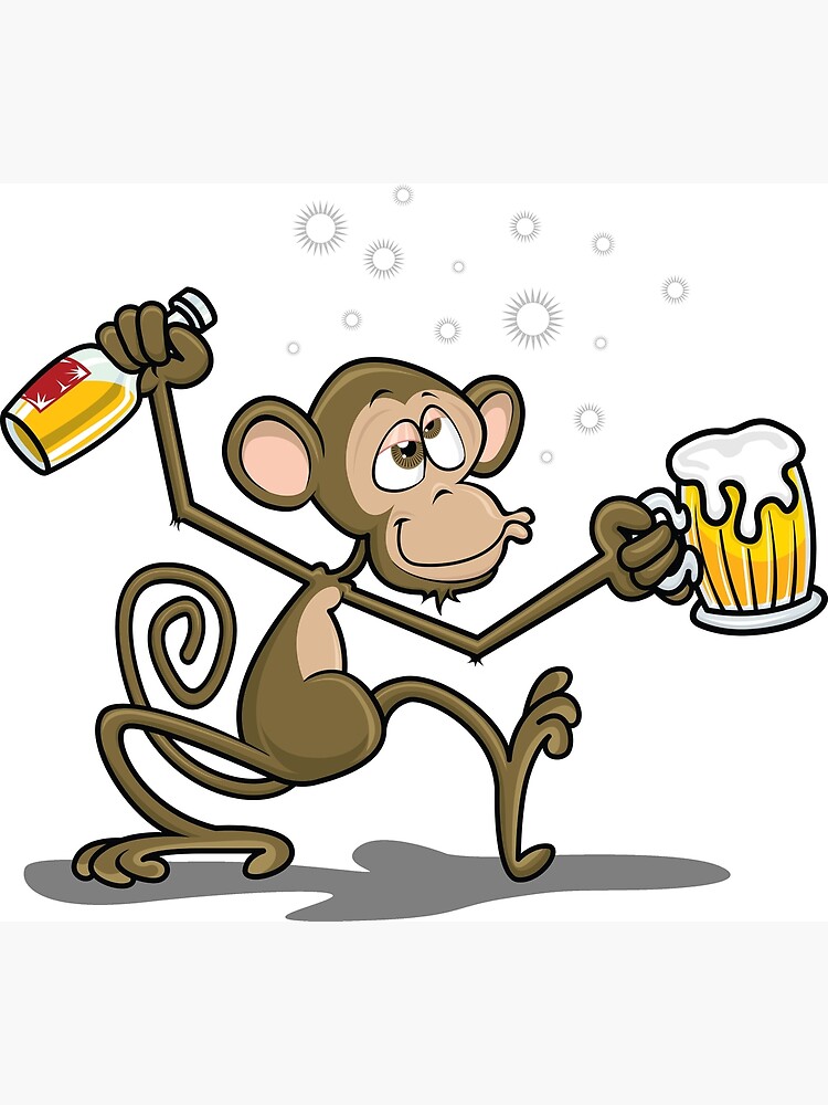 Monkey Drunk Cartoon Theme Premium Matte Vertical Poster sold by Ben ...