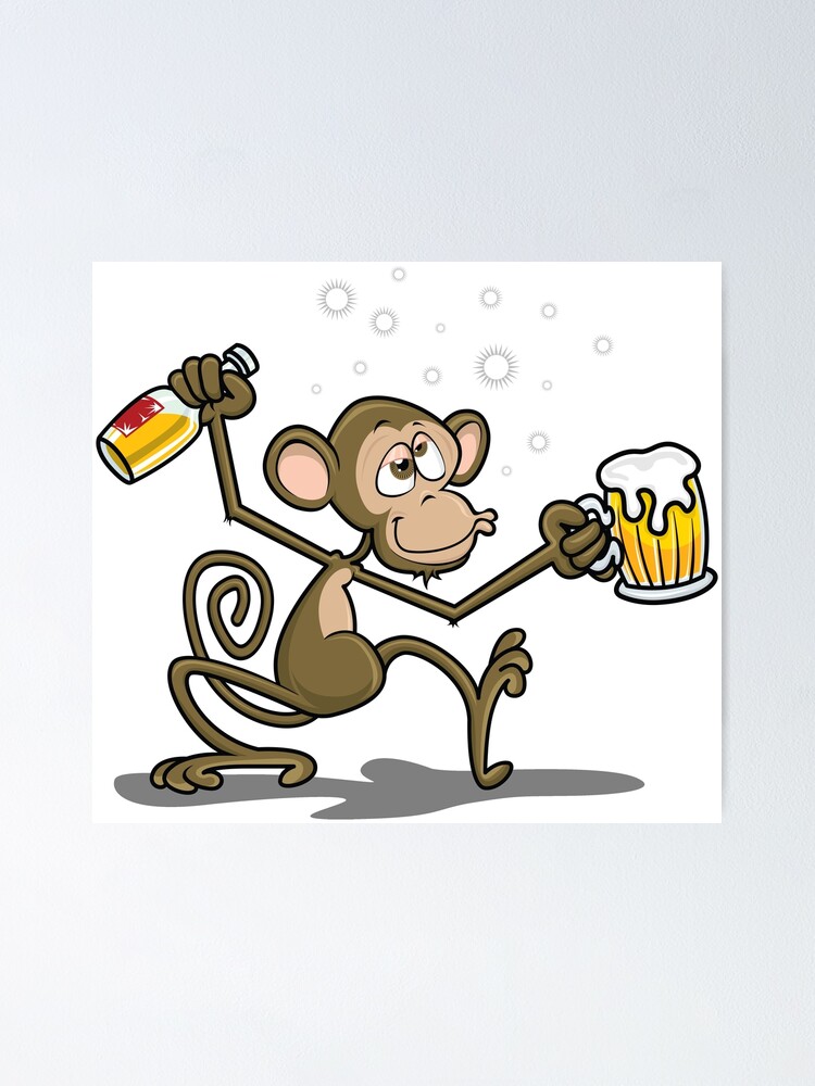Póster «Tema de mono borracho de dibujos animados» de Dauker | Redbubble