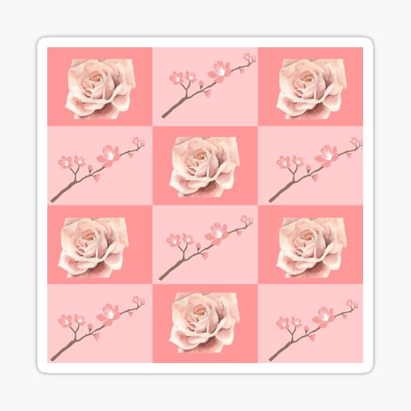 "Pink Checkered Flowers" Sticker for Sale by DarlaMarieB | Redbubble
