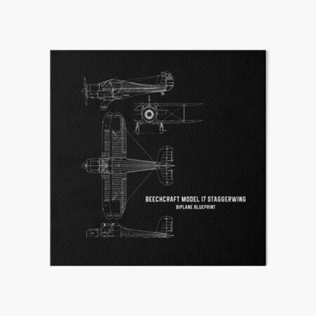 "Beechcraft Model 17 Staggerwing Biplane Aircraft Blueprint" Art Board ...