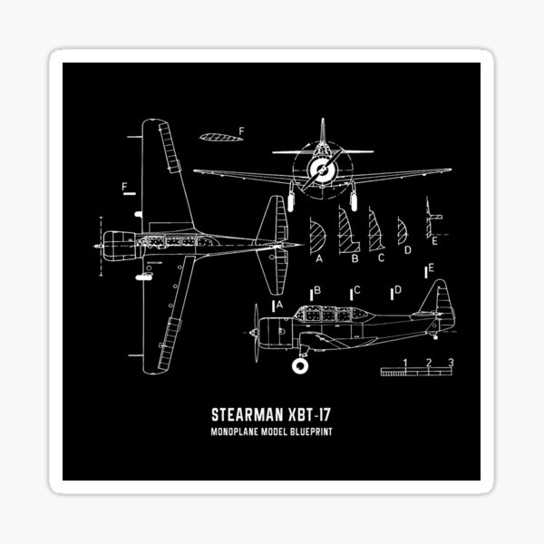 "Stearman XBT-17 Aircraft Model Blueprint" Sticker for Sale by ...