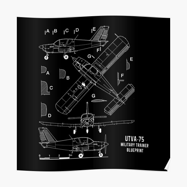 "UTVA 75 Military Trainer Aircraft Blueprint" Poster for Sale by ...
