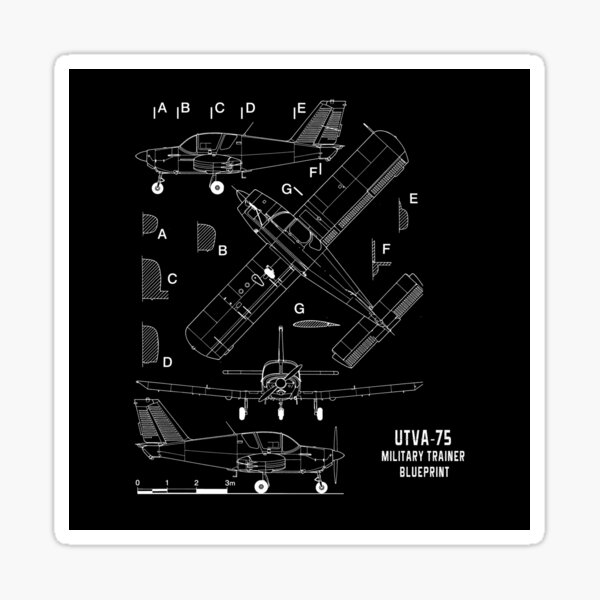 "UTVA 75 Military Trainer Aircraft Blueprint" Sticker for Sale by ...