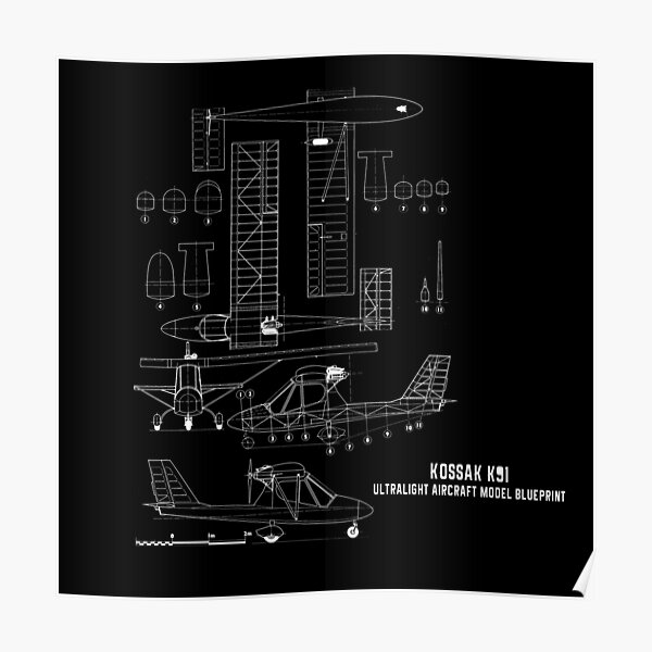 "Kossak K91 Ultralight Aircraft Blueprint" Poster for Sale by ...