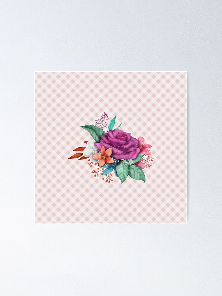 "Pretty vintage rose bouquet and gingham, cottagecore aesthetic ...