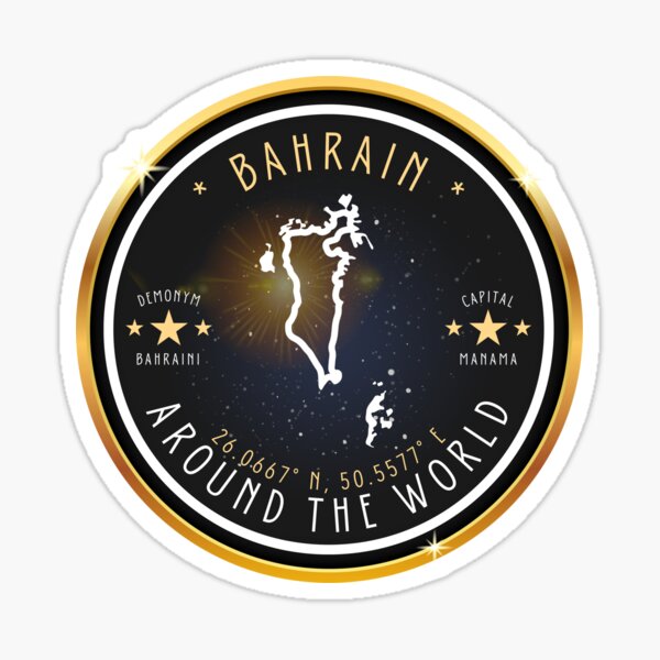 "Bahrain Souvenir Country Map Outline | Bahrain Coordinates" Sticker ...