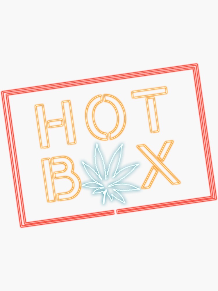 ""Hot Box" Logo - Tilted" Sticker for Sale by HigherUniverse | Redbubble
