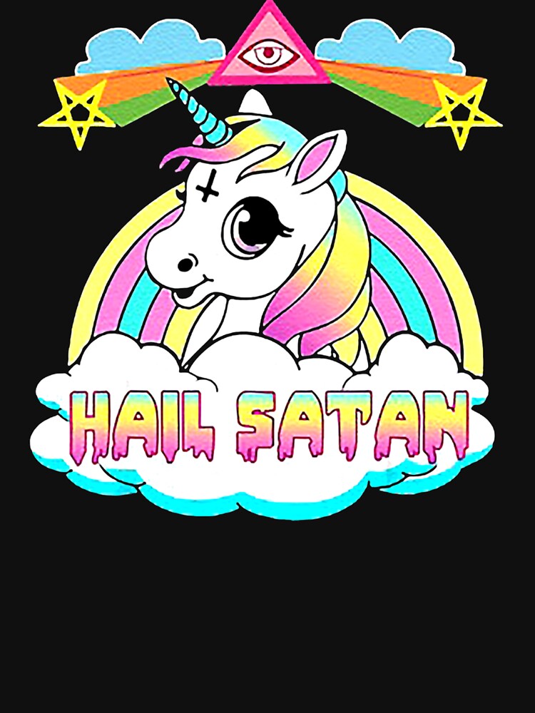 "Hail Satan Rainbow Unicorn" Essential T-Shirt for Sale by AustenVolker ...