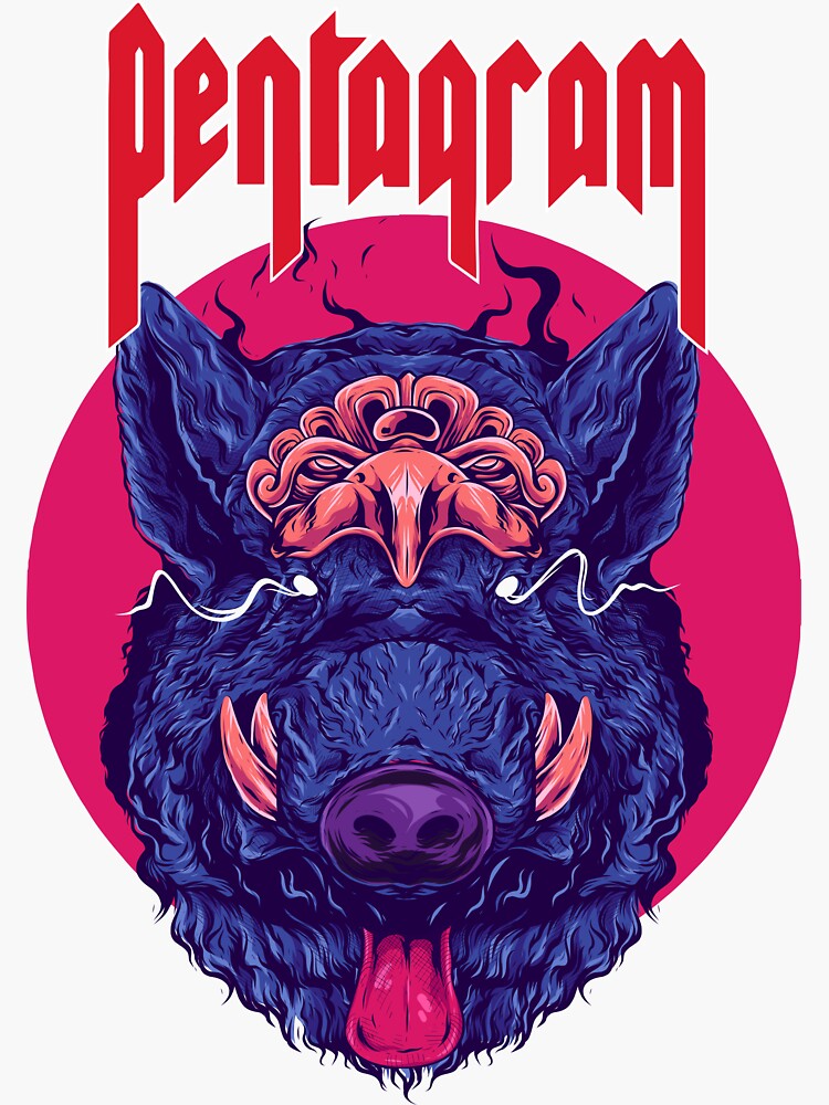 "Heavy metal Rock band pentagram" Sticker by Rikihia | Redbubble