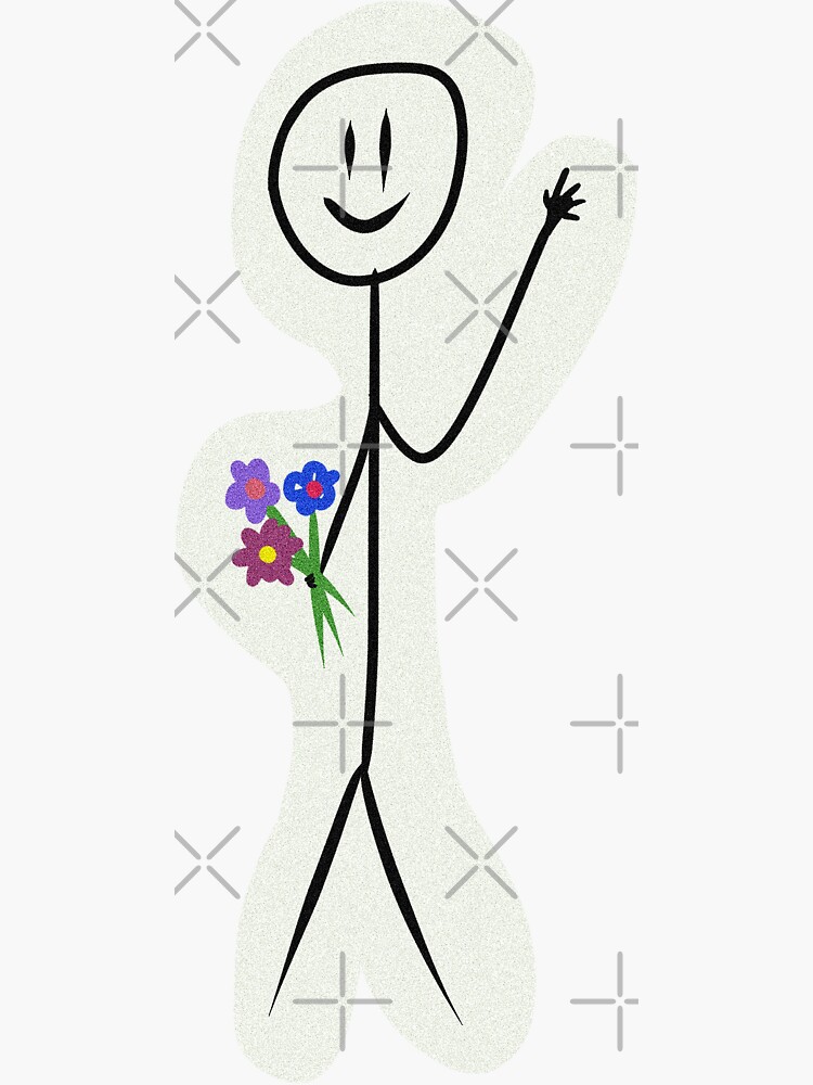 "Stickman holding flowers | smiley face" Sticker by casnicol | Redbubble