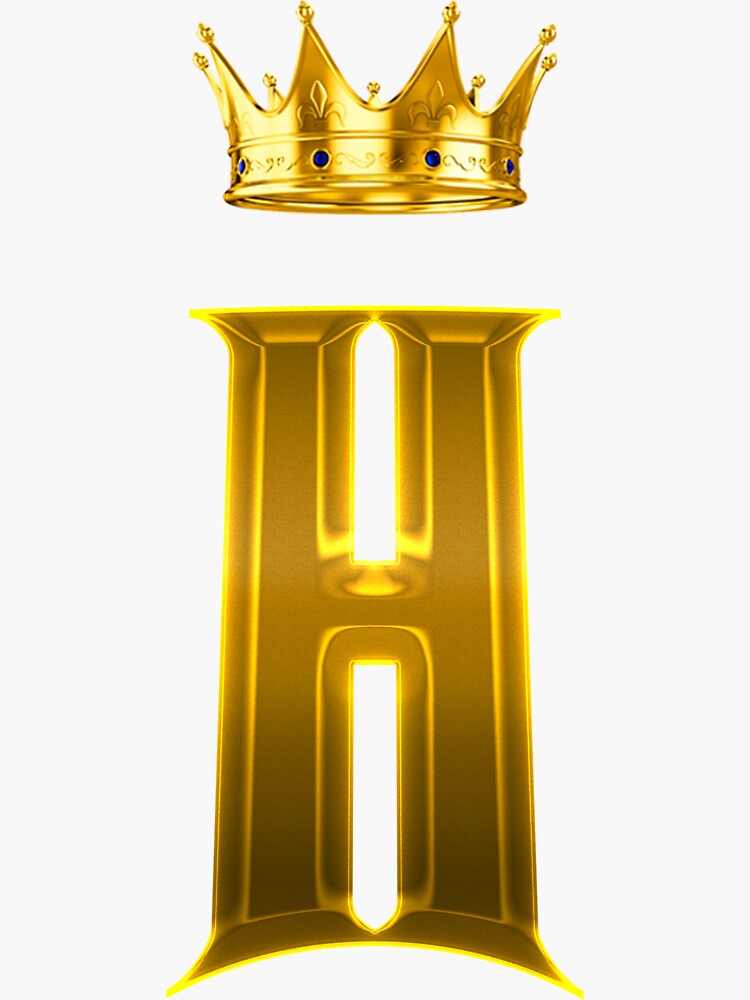 "H Crown Text Letter , Character , Alphabet , Gold" Sticker for Sale by ...
