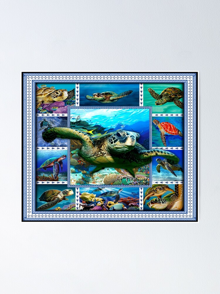 "3D Turtle Collage Ocean " Poster for Sale by JaredBui | Redbubble