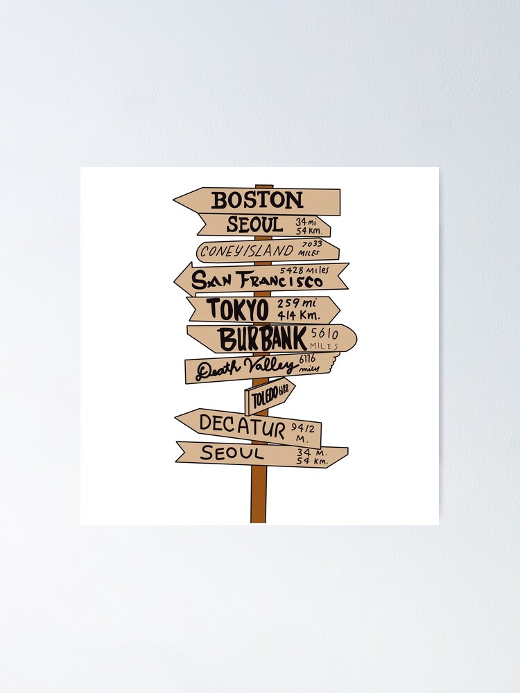 "Mash Location Signpost" Poster for Sale by alaieina | Redbubble