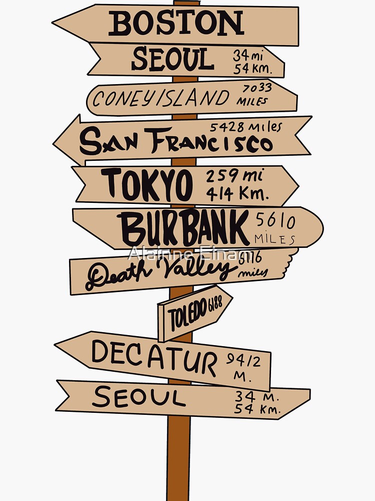 "Mash Location Signpost" Sticker for Sale by Alainne Einam | Redbubble