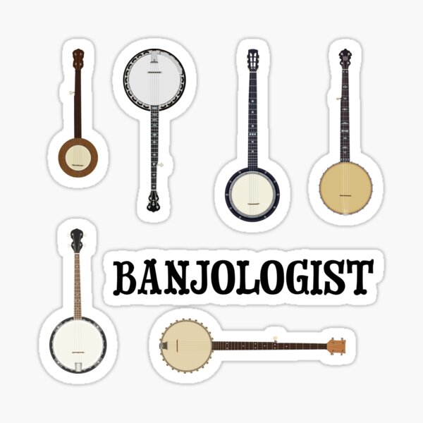 "Banjo Sticker Pack - Banjologist - 6 Banjos" Sticker by Jazznote ...