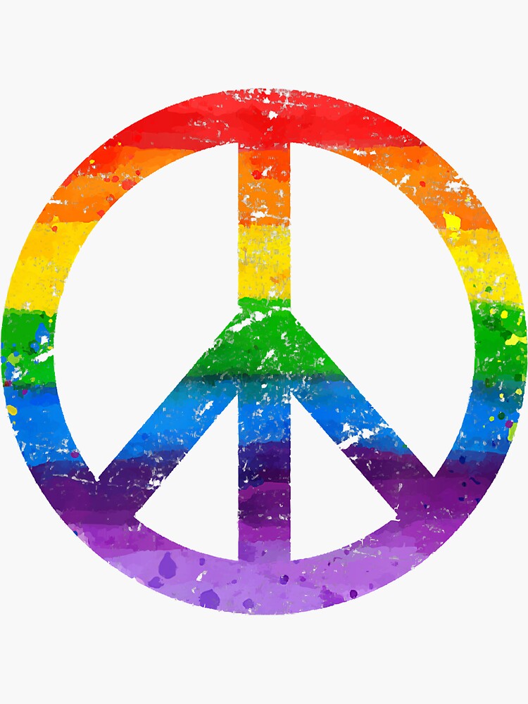 Hippie Peace Sign Lgbt Flag Rainbow Pride Gay Lesbian Flags Sticker