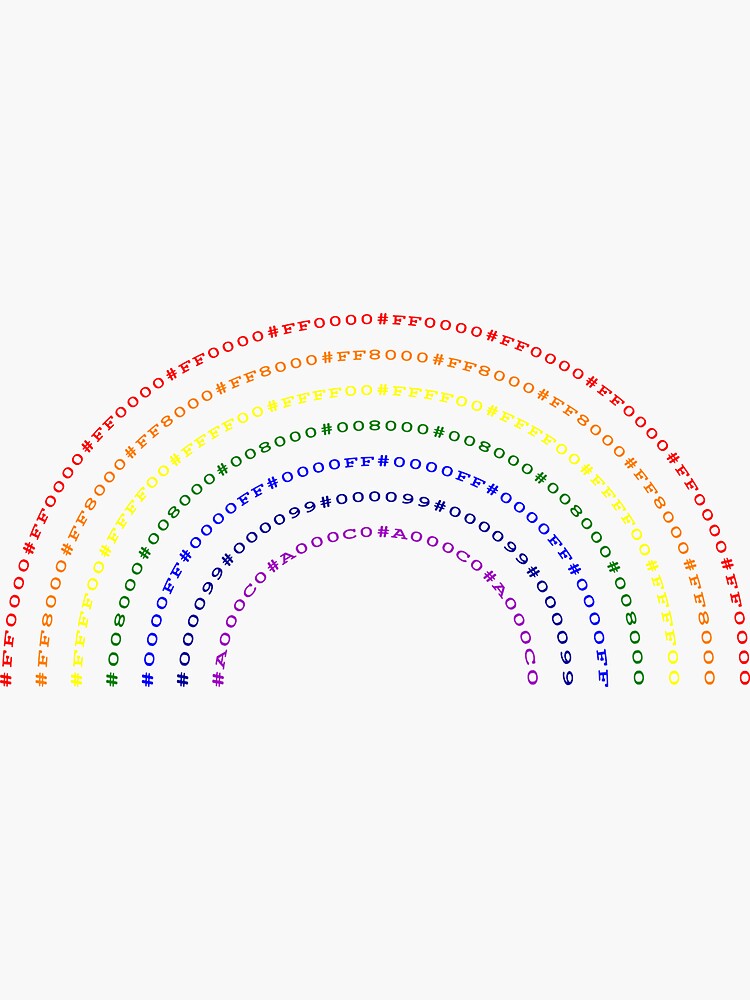 "Hexadecimal Rainbow - Color" Sticker for Sale by auntysocial | Redbubble