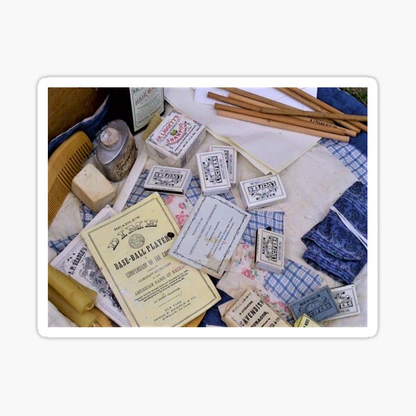 "Vintage Box Contents" Sticker by Respite-Artwork | Redbubble