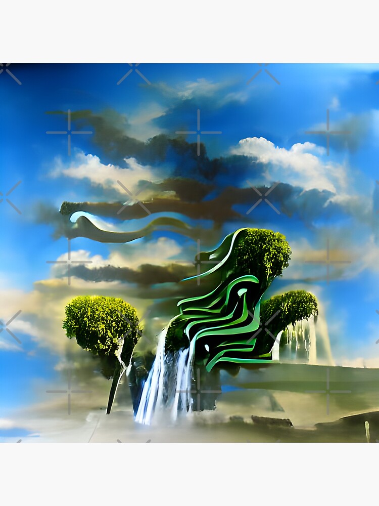"Waterfall In The Sky AI Generated Art" Sticker for Sale by zeroes-and ...