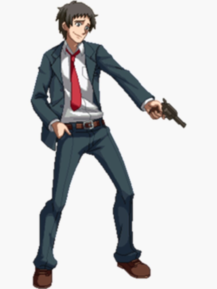 "Adachi Gun Pullin_ " Sticker for Sale by SheaparfaitArt | Redbubble