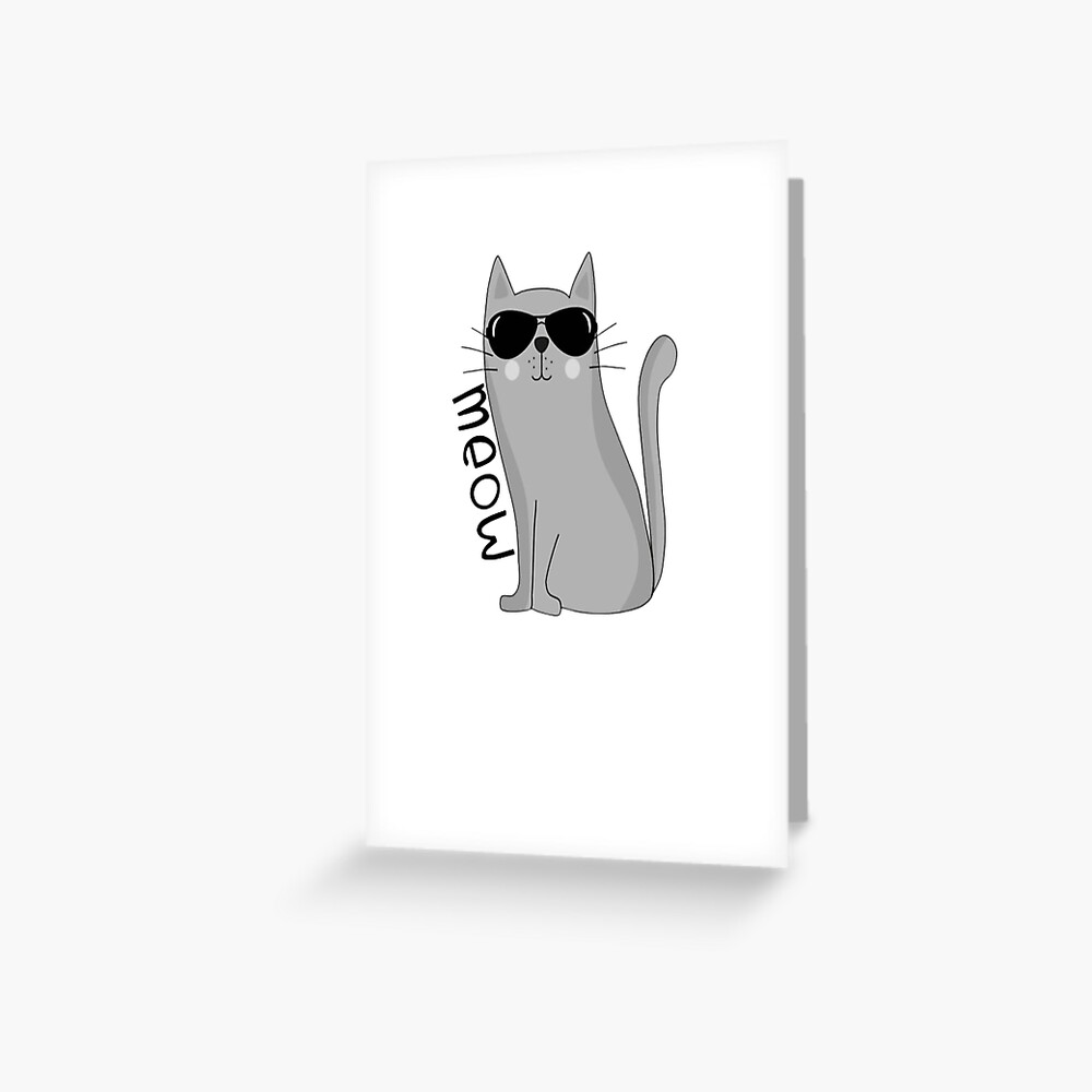 "Meow Cool Cat Cute Meme Design" Greeting Card for Sale by GuyRewind ...
