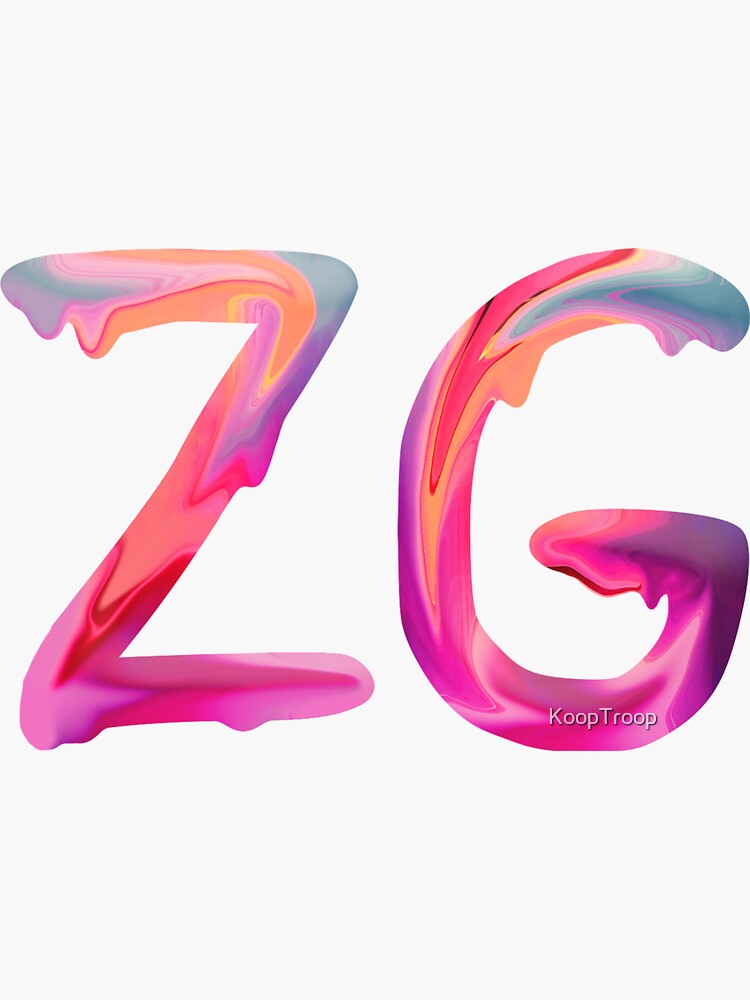 "ZG letters " Sticker for Sale by KoopTroop | Redbubble
