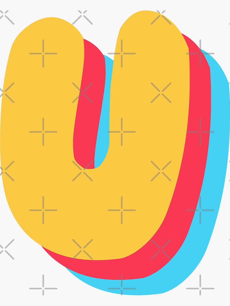 "Letter U 3D Retro Text Art" Sticker by ReignCafe | Redbubble