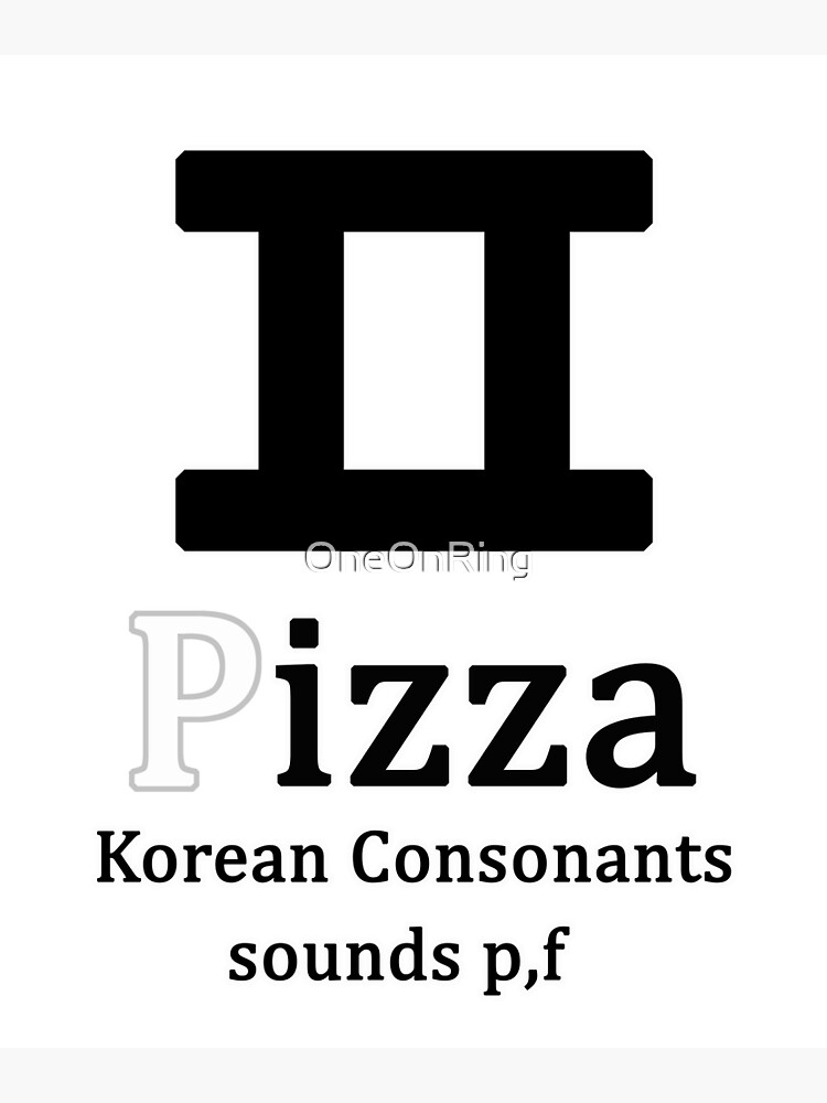 "Korean Alphabet Hangul Consonants Pieup for Pizza" Art Print for Sale ...