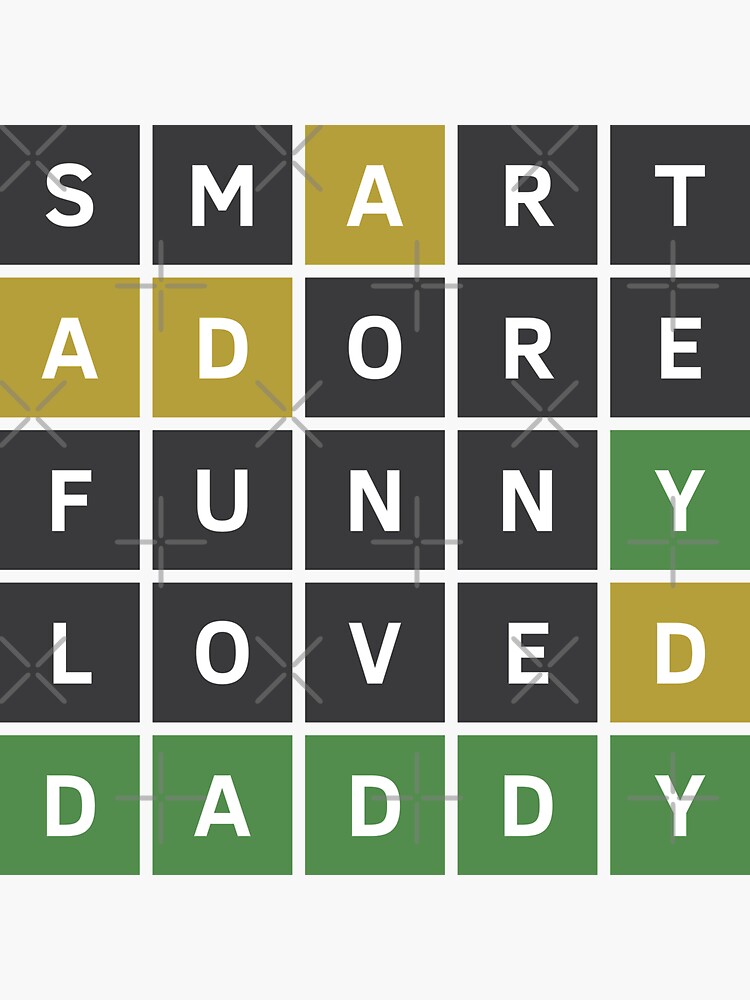 "Fathers Day: Smart Adore Funny Loved Daddy (Wordle Style)" Sticker by ...