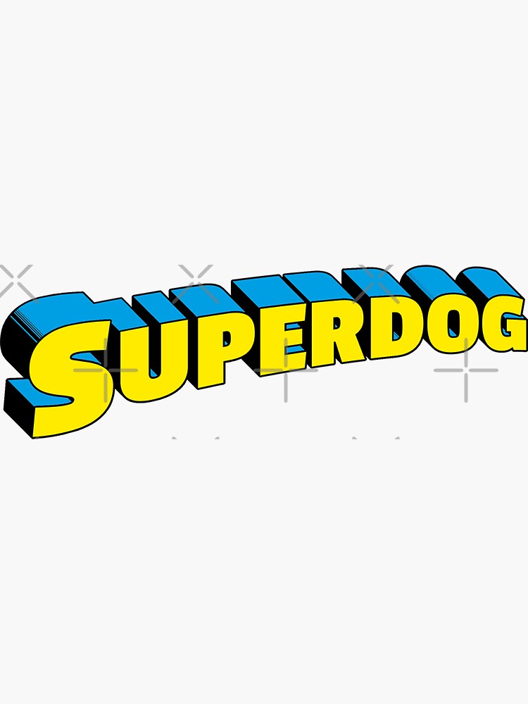"Super Dog | Superdog funny yellow & red superhero comics" Sticker for ...