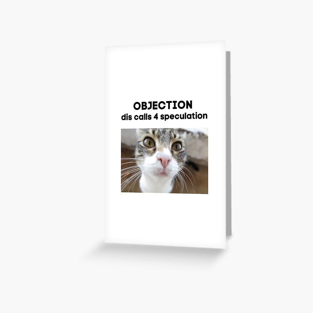 "Objections Calls For Speculation - Funny Cat in Court Memes" Greeting Card for Sale by ...
