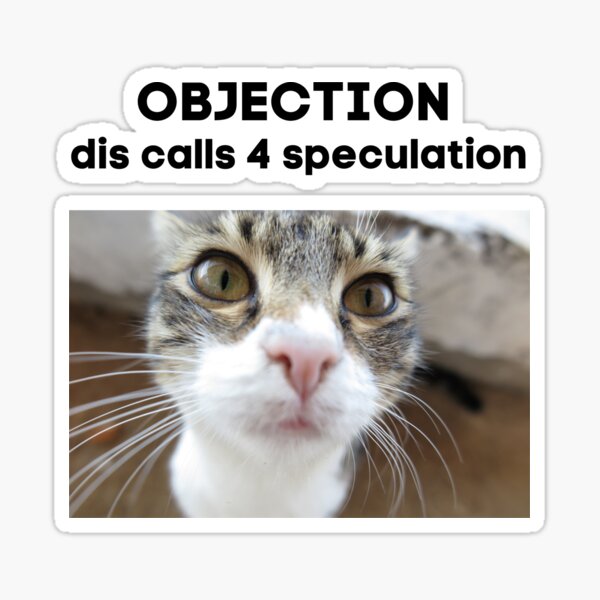 "Objections Calls For Speculation - Funny Cat in Court Memes" Sticker ...
