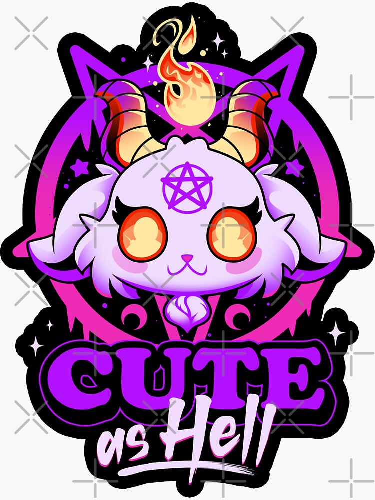 "Cute as Hell - Pink Evil Demon Goat" Sticker for Sale by Snouleaf ...