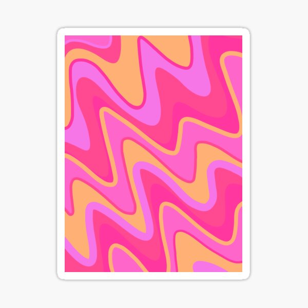 "Groovy retro lines - pink and yellow" Sticker for Sale by ElinaRei ...