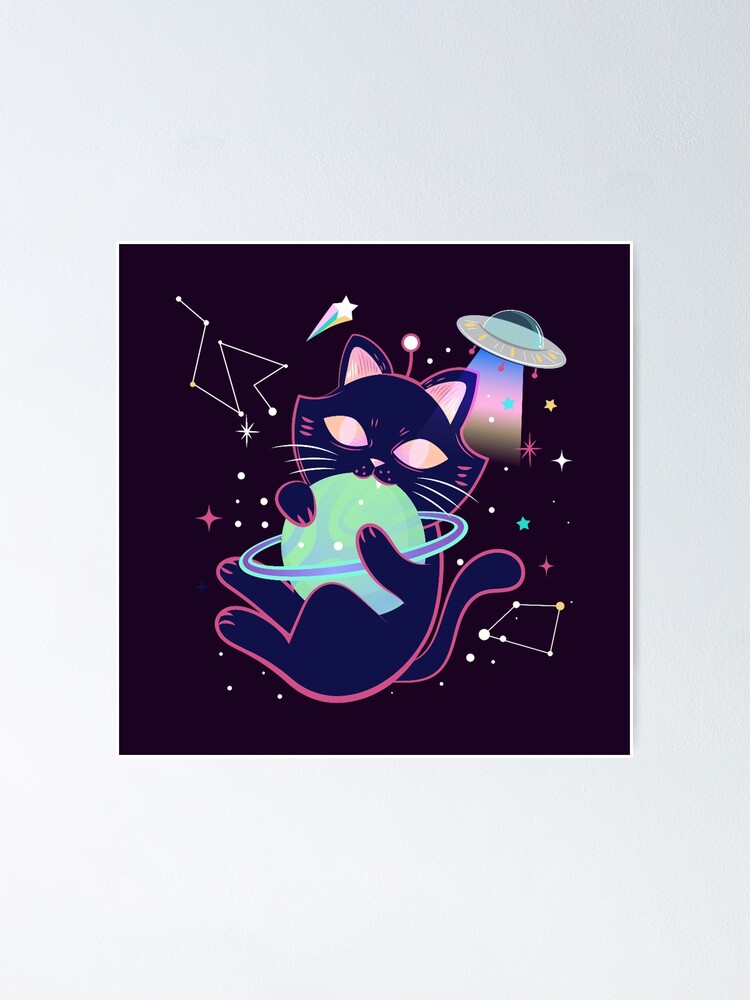 "Space Alien Cat" Poster for Sale by sasyall | Redbubble