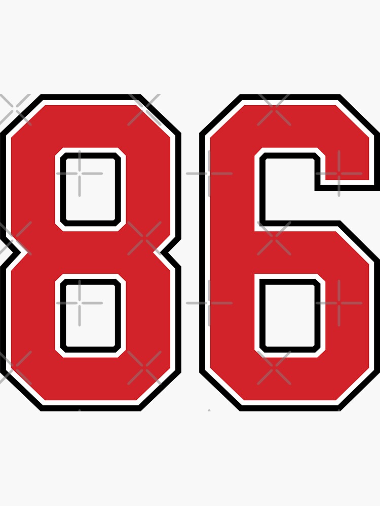 "Sports Number 86, red black color lucky sport eighty six" Sticker for ...