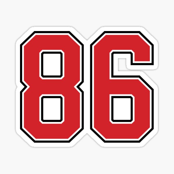"Sports Number 86, red black color lucky sport eighty six" Sticker for ...