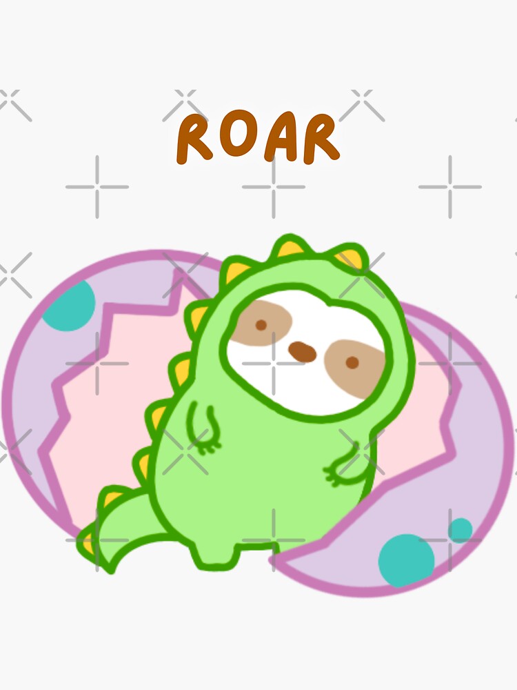 "Roar T-Rex Dinosaur Sloth " Sticker for Sale by theslothinme | Redbubble