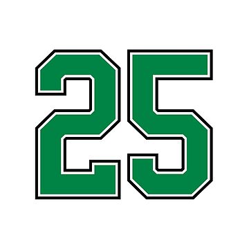 "25 number, green lucky sports twenty five" Sticker for Sale by ...