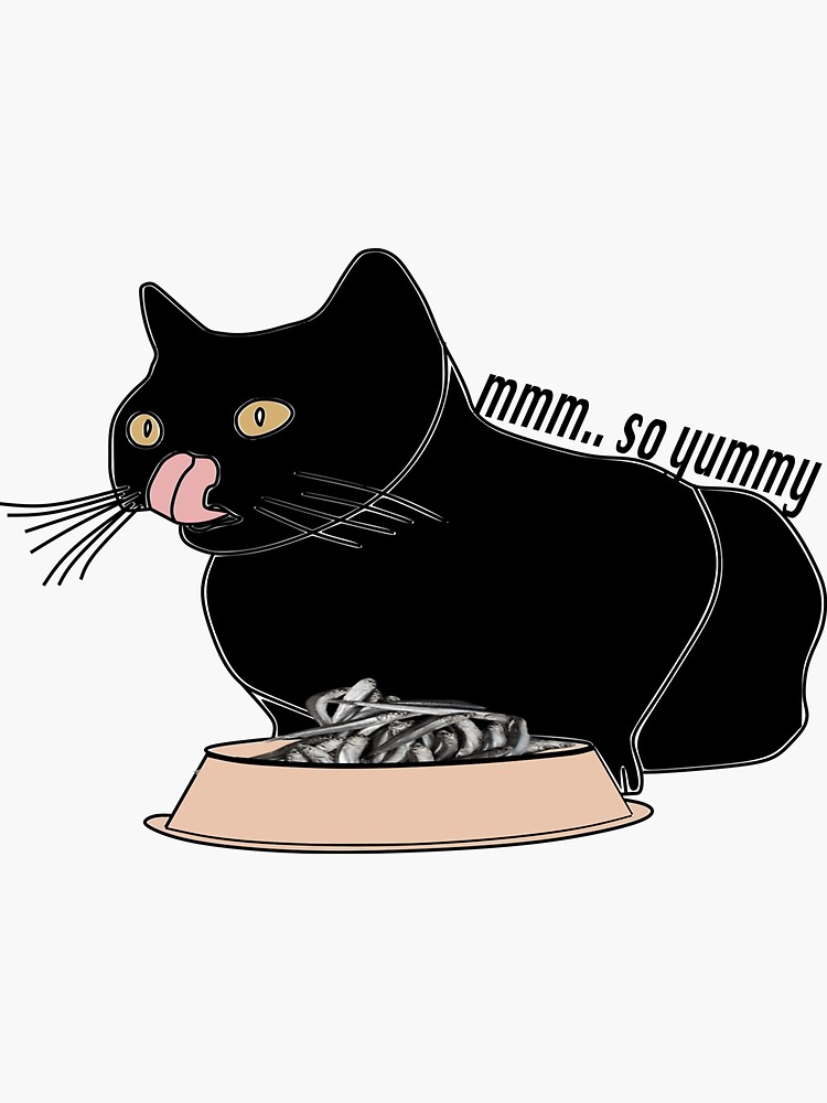 "Cat eating fish" Sticker for Sale by HUSEYINYILDIZ | Redbubble